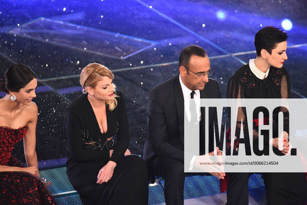 Feb. 10, 2015 - Sanremo, Italy - Rocio Munoz Morales, Emma, Carlo Conti ...