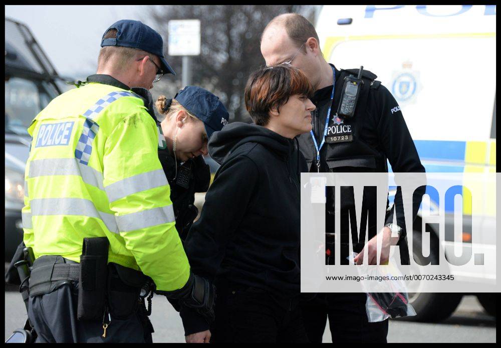 . 02 04 2016. Dover. Police detain a lady at a Anti-fascism and Far ...