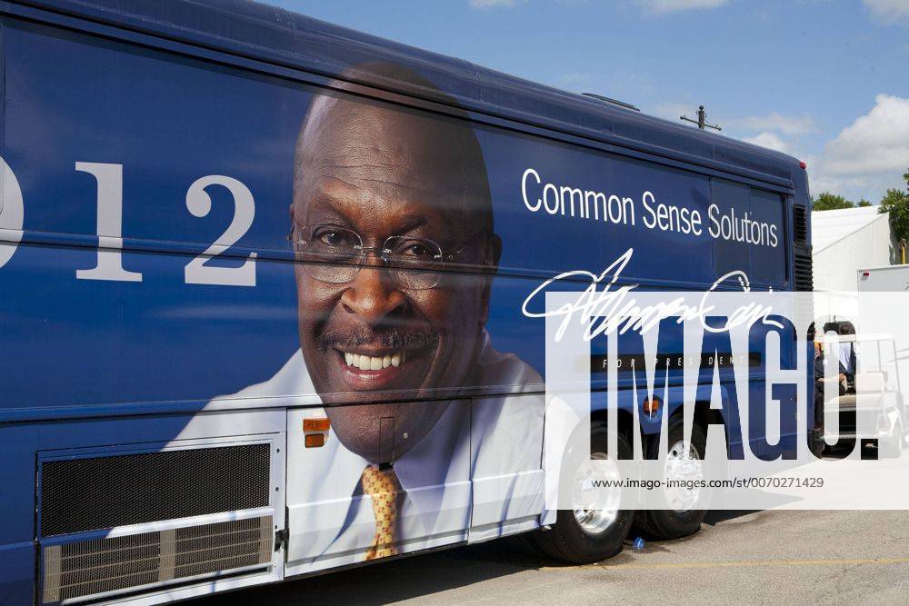 Aug. 13, 2011 - Ames, Iowa, United Kingdom - The bus for Republican presidential candidate H. Cain