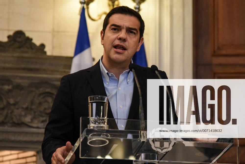 Greek Prime Minister Alexis Tsipras at Maximos mansion in Athens, on ...