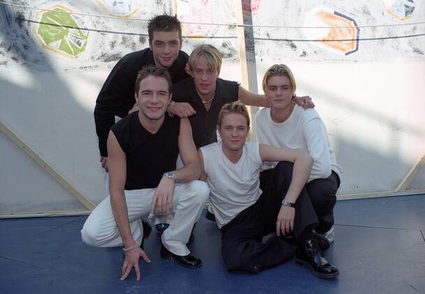 Westlife in Berlin, hi.v.li.: Mark Feehily, Kian Egan, Brian McFadden ...