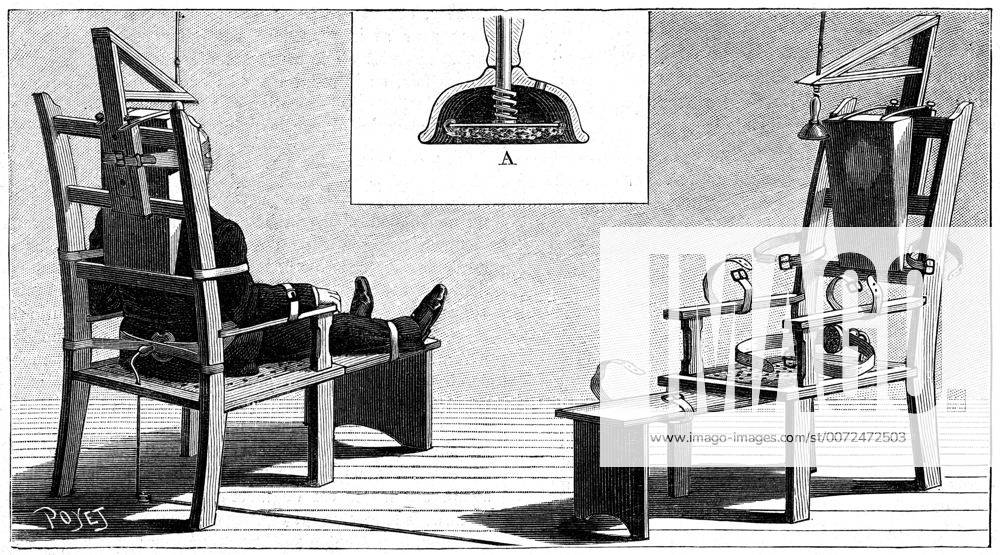 Electric Chair. Kemmler, first man executed in an electric chair, Auburn Prison, USA, 6 August