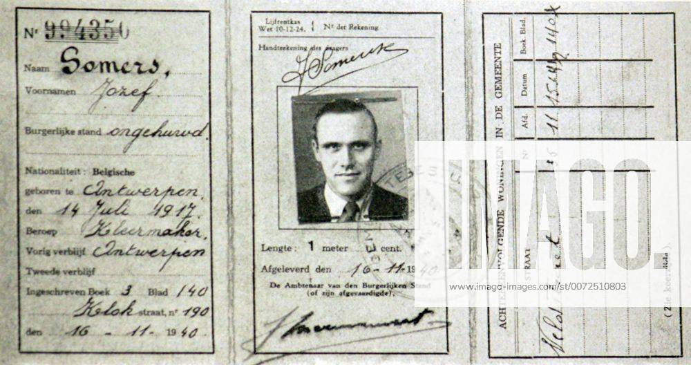 World War II. Identity document for one of the leaders of the Dutch ...
