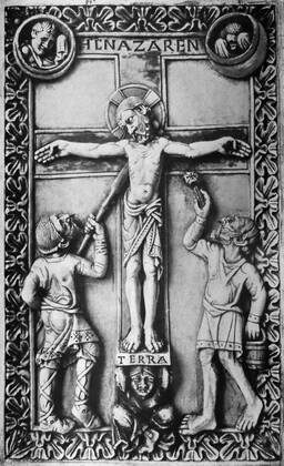 Detailed engraving depicting the Crucifixion of Jesus Christ Detailed engraving depicting the