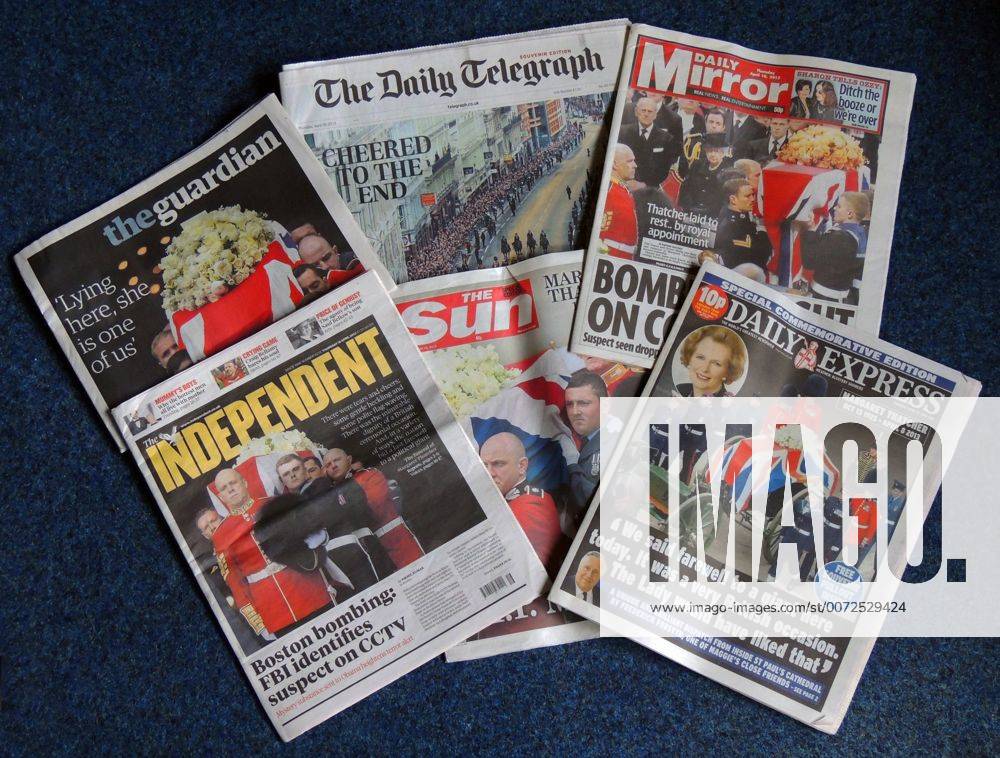 Selection of front page stories from British newspapers, marking the ...
