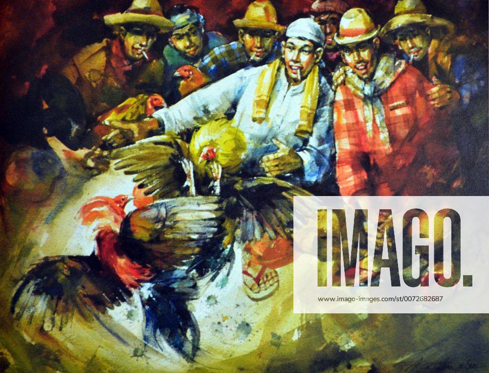 Angel Cacnio, watercolour, 1992, Sabong WHA !ACHTUNG AUFNAHMEDATUM