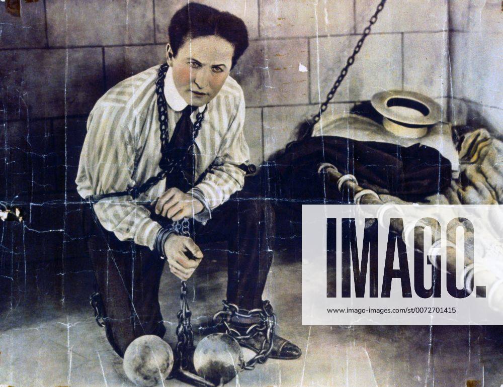 Photographic print, hand coloured, poster format, of Harry Houdini ...