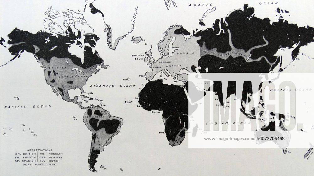 Map showing the expansion of the white races throughout the world ...