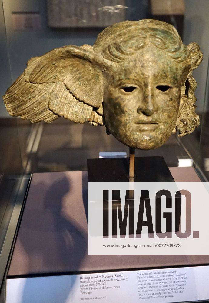 Bronze head of Hypnos, the Greek god of sleep. Dated 275 BC WHA ...