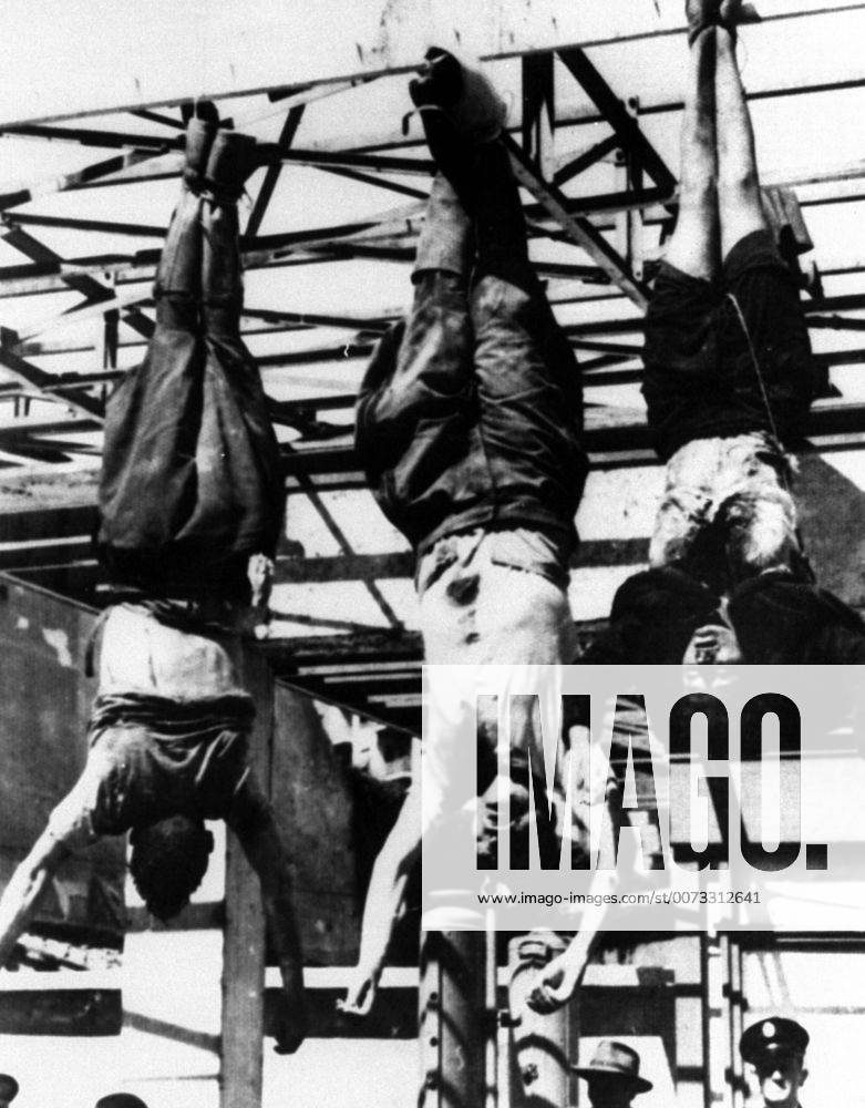 Executed bodies of Benito Mussolini and Clara petacci the mistress of ...