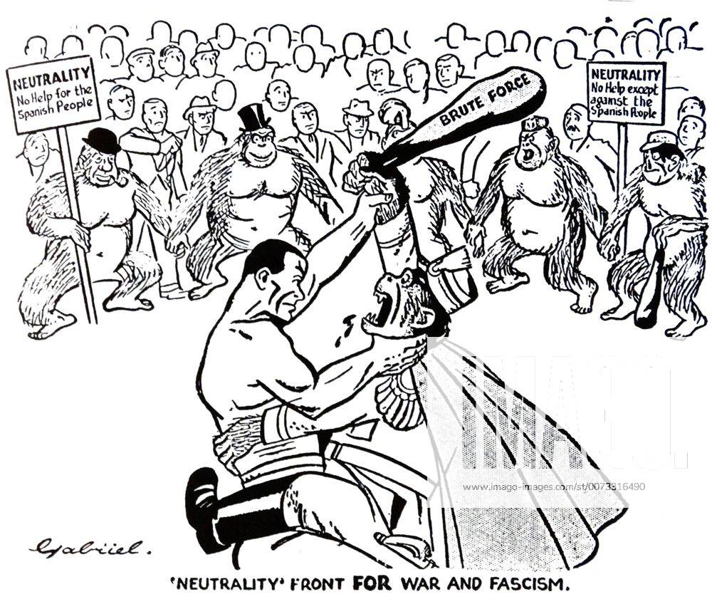 British cartoon from the daily worker showing that neutrality was ...
