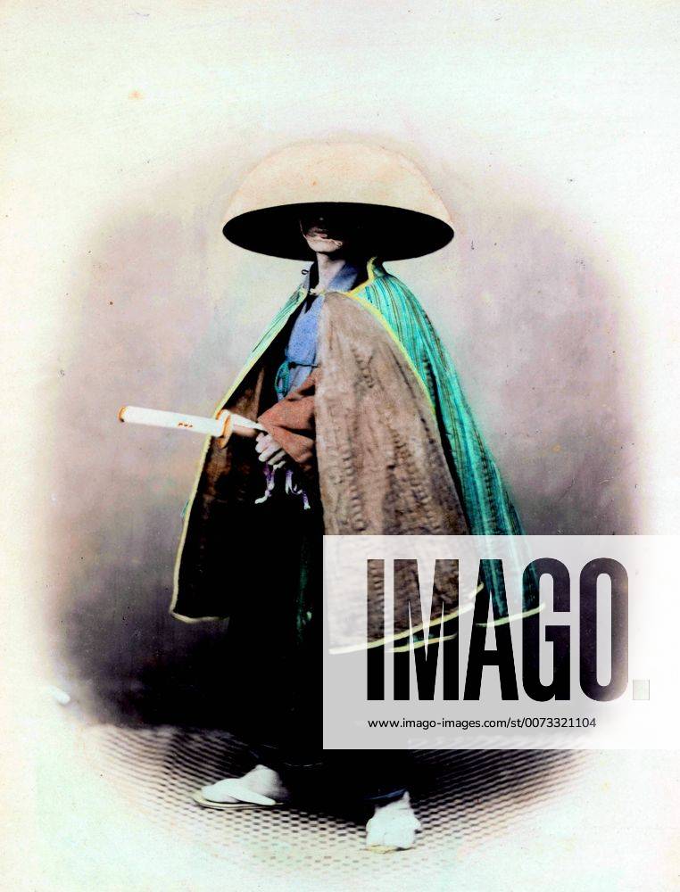 Felice Beato; portrait of a Japanese samurai, in traditional dress ...