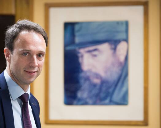 Belgian Ambassador in Cuba, Patrick Van Gheel pictured during a visit of old city of Havana during