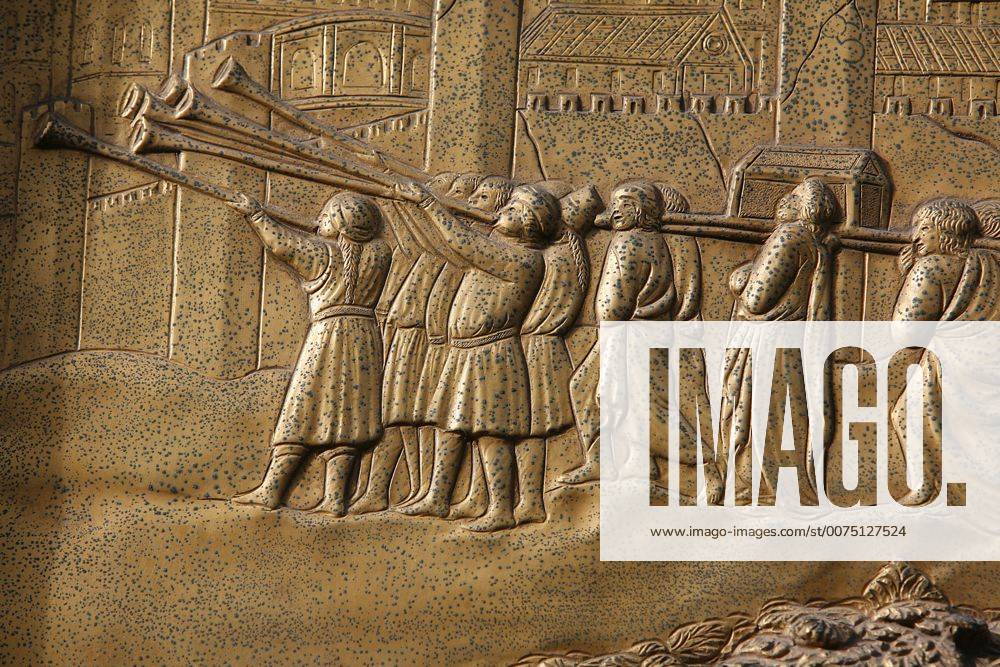 Depiction of the Walls of Jericho on the Gate of Paradise door of the ...