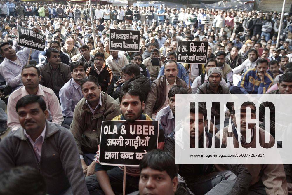 NEW DELHI, INDIA - FEBRUARY 10: Hundreds of Ola-Uber drivers protest ...