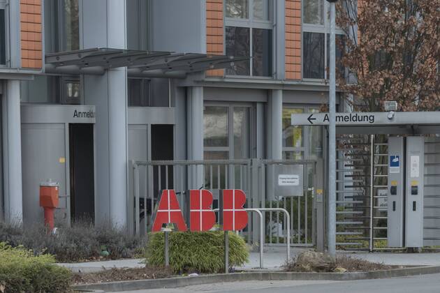 ABB Aussenaufnahmen mit Logo Branding Mannheim, GER, Rheinland-Pfalz - February 27, ABB