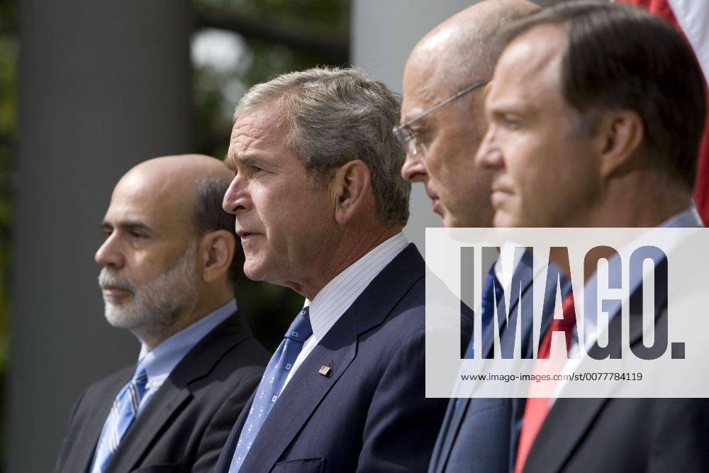 Sept. 18, 2008 - President George W. Bush is joined by, from left, Fed ...