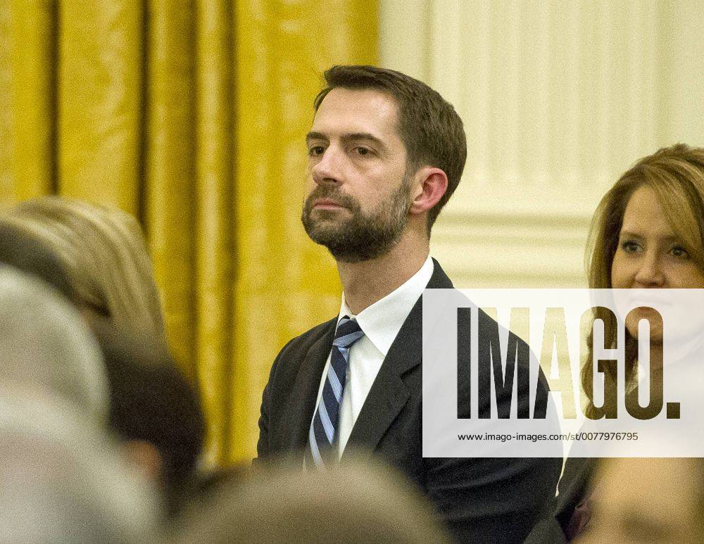 United States Senator Tom Cotton awaits the arrival of US President ...