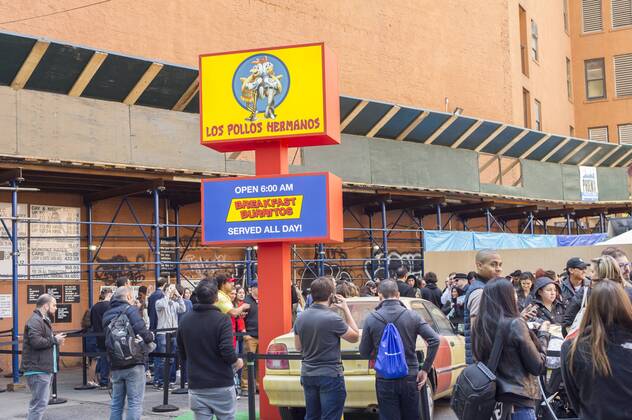 Better Call Saul branding event in New York Fans line up at a pop-up of ...