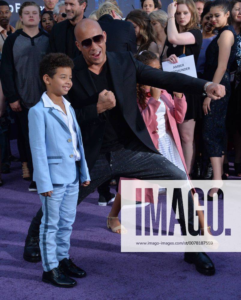 Cast Member Vin Diesel And His Son Vincent Sinclair L And Daughter