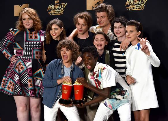 Cast of Stranger Things appear backstage with the Show Of The Year ...