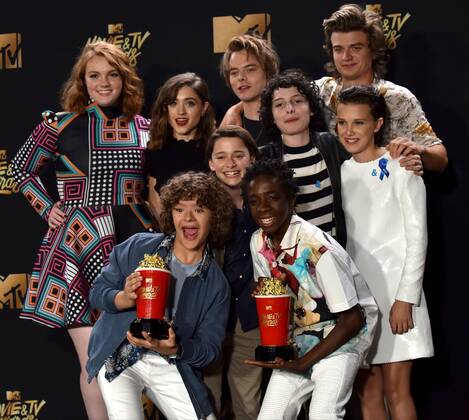 Cast of Stranger Things appear backstage with the Show Of The Year ...