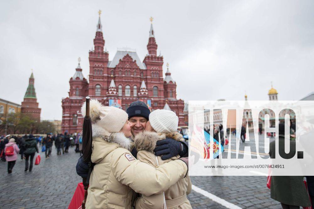 MOSCOW, People hug to celebrate the Victory Day in Moscow, Russia ...