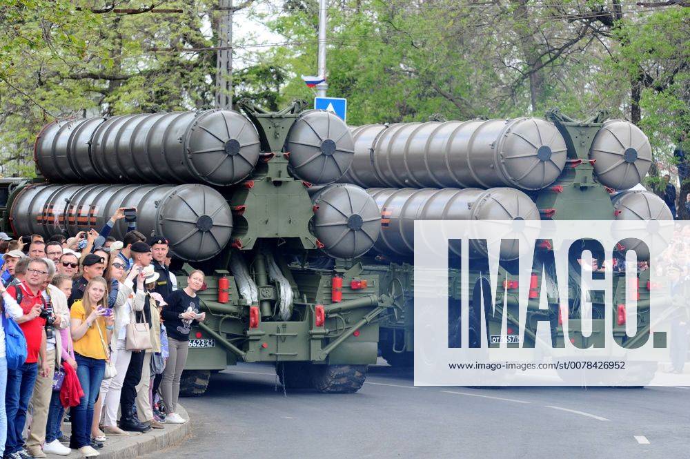 SEVASTOPOL, RUSSIA - : S-400 Triumf surface-to-air launch vehicles seen during a parade marking the