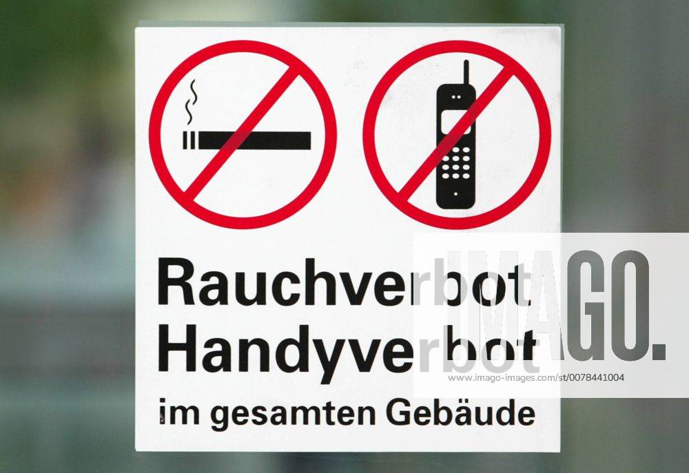 Hinweisschild: Rauchverbot, Handyverbot. Symbole, Schild, Verbote ...
