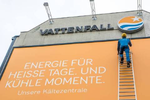 life Figure Workers on Leader makes Advertising for Energy Group Vattenfall