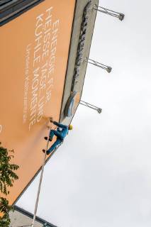 life Figure Workers on Leader makes Advertising for Energy Group Vattenfall