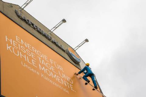 life Figure Workers on Leader makes Advertising for Energy Group Vattenfall