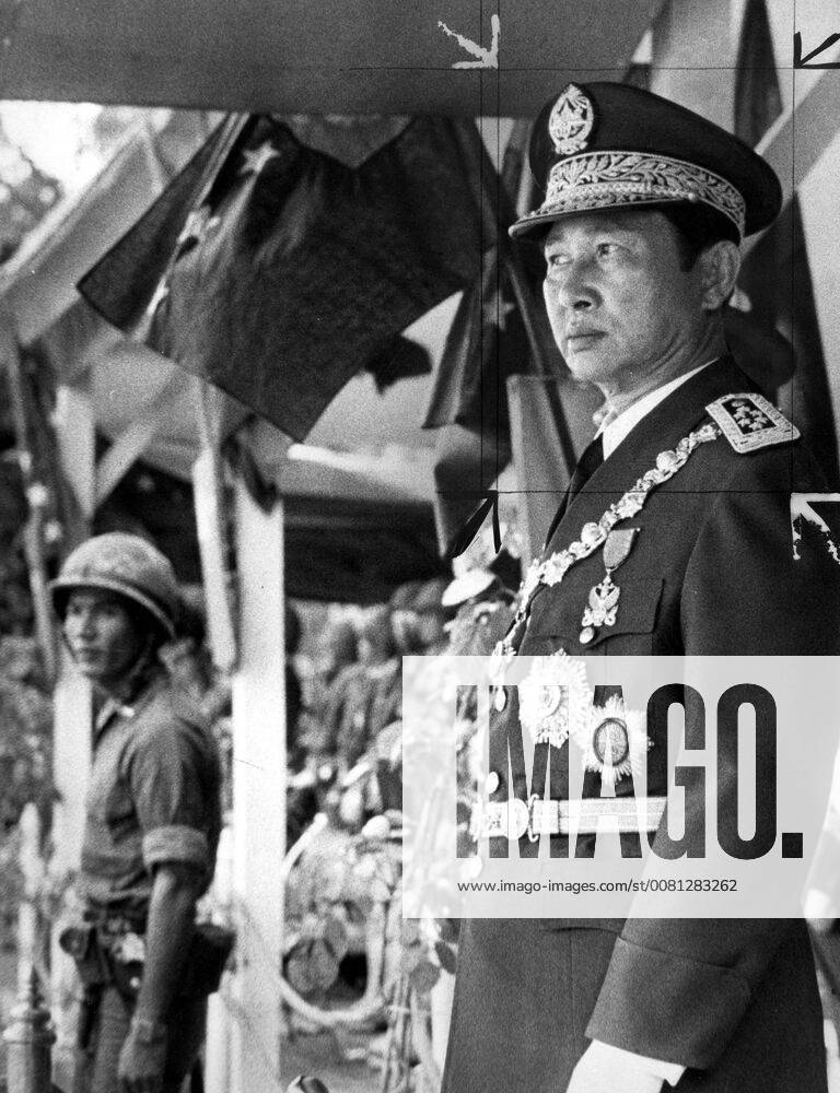 Cambodia s president Lon Nol, dressed in military uniform, reviews ...