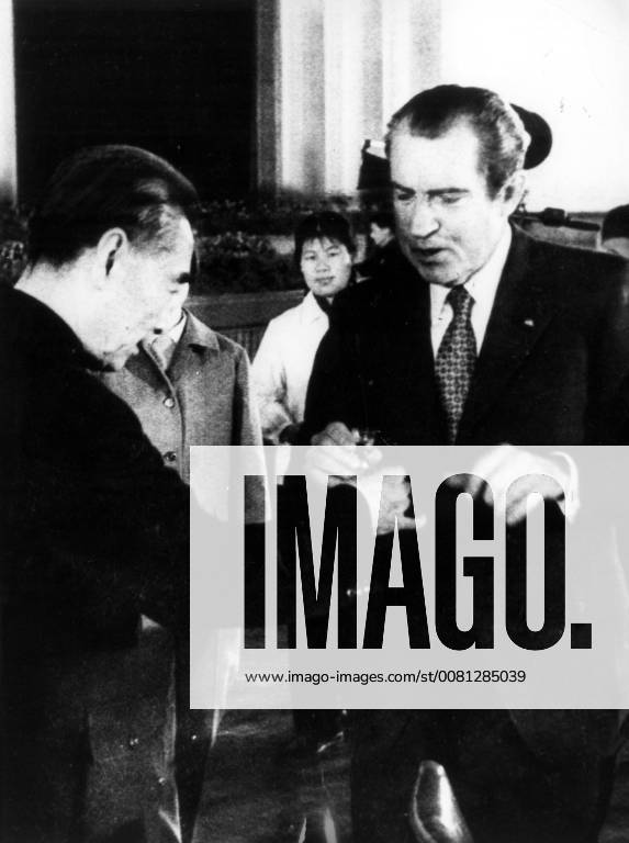 US President Richard Nixon and Communist Chinese Premier Chou En-Lai ...