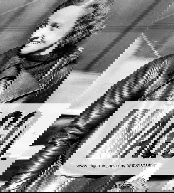 Freda Thompson, young Australian girl smiles at Lympno Aerodrome before ...