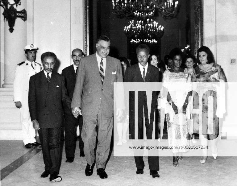 PRESIDENT OF UNITED ARAB REPUBLIC GAMAL ABDUL NASSER WITH EMPEROR HAILE ...