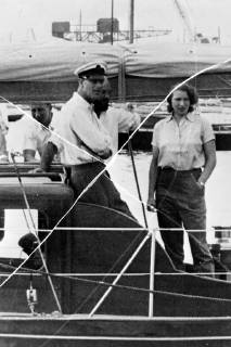 PRINCESS ANNE ROYAL YACHT BLOODHOUND WITH PRINCE PHILIP IN COWES ; 4 AUGUST