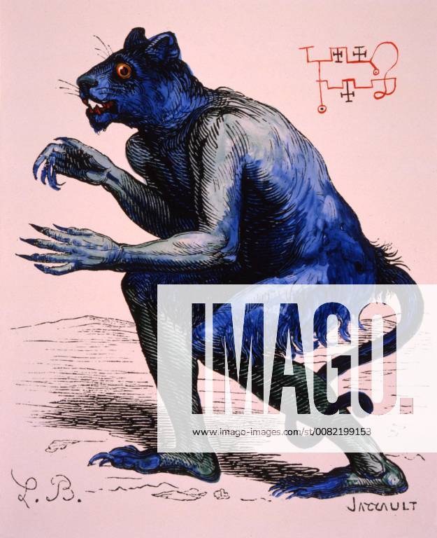 The demon Flauros, leopard-headed monster, conjured for his knowledge ...