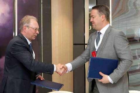 ANTALYA, TURKEY – : Ilyushin Finance CEO Alexander Rubtsov at the 2018 Eurasia Airshow at Antalya