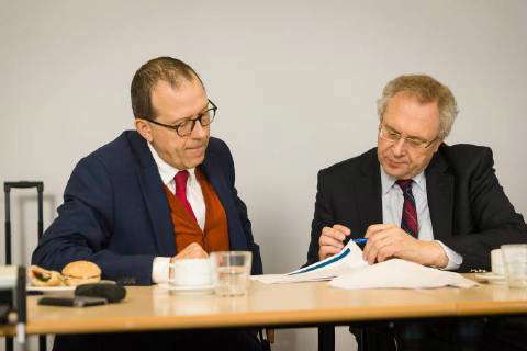 - GENT, BELGIUM: Picanol CEO, Luc Tack (L) and chairman of Tessenderlo ...