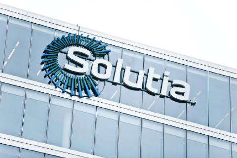 This illustration picture shows Solutia buiding with company logo on it ...