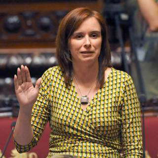 - BRUSSELS, BELGIUM: N-VA senator Inge Faes takes the oath during the ...