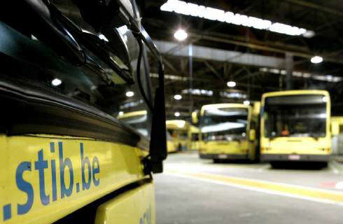 BRU107 - - BRUSSELS, BELGIUM: Some busses stay at the Delta depot ...
