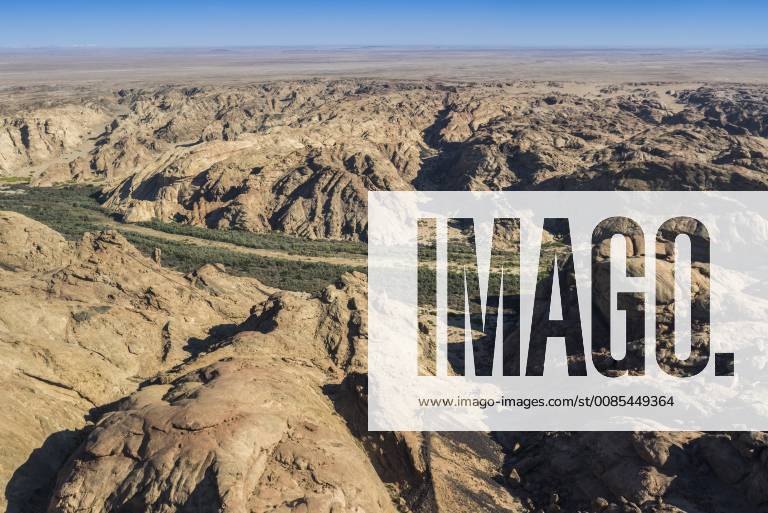 Aerial view of the Kuiseb River in the mountains of the Namib Desert ...