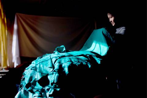 DARKHAN, MONGOLIA - : A worker at Darkhan Nekhii tannery in the city of ...