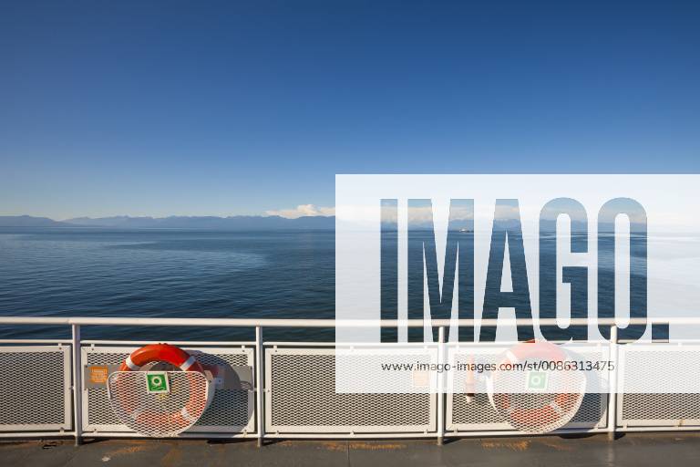 Deck Of A British Columbia Ferry Vessel Moving Through The Salish Sea ...