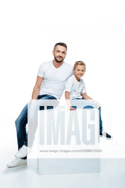 Smiling father with cute little son model released Symbolfoto