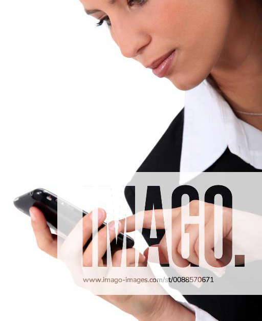 Woman typing on her mobile model released Symbolfoto