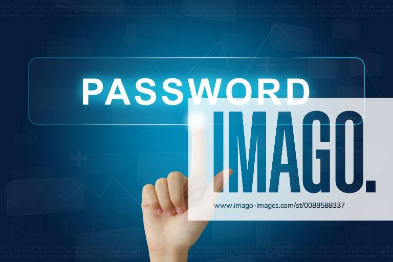 Hand press on password button on virtual screen