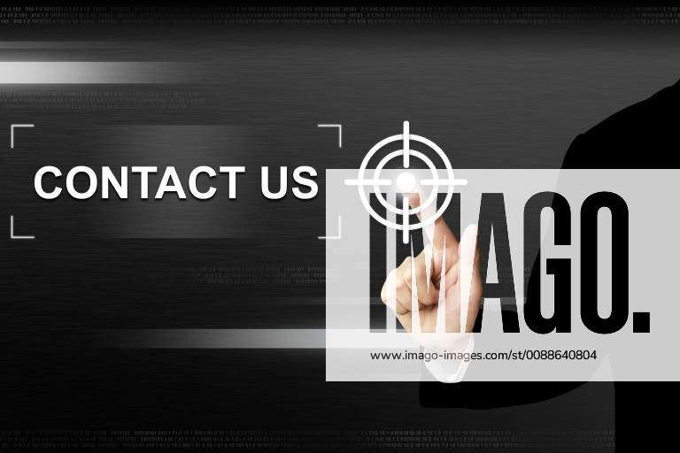 Business hand pushing contact us button on touch screen